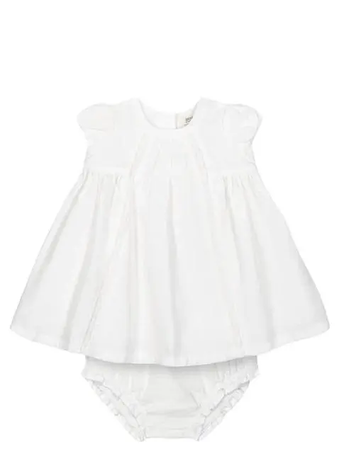 HOPE & HENRY Baby Special Occasion Linen Pintuck Dress - Soft White Pintuck