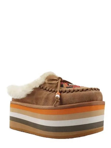 ZIGI Birdy Faux Shearling Platform Slipper - Tan Suede
