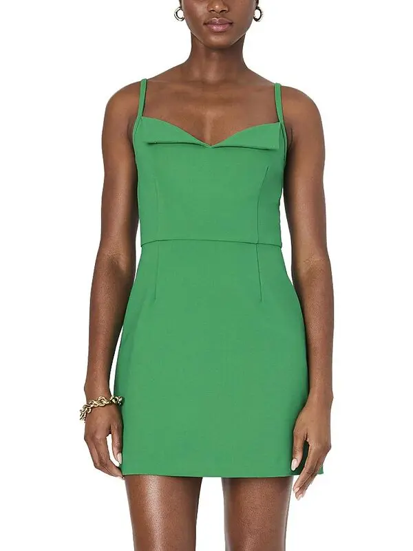 French Connection Whisper Foldover Mini Dress - Green Tambourine