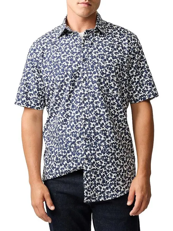 Rodd & Gunn Jameison Bay Printed Button Front Shirt - Navy
