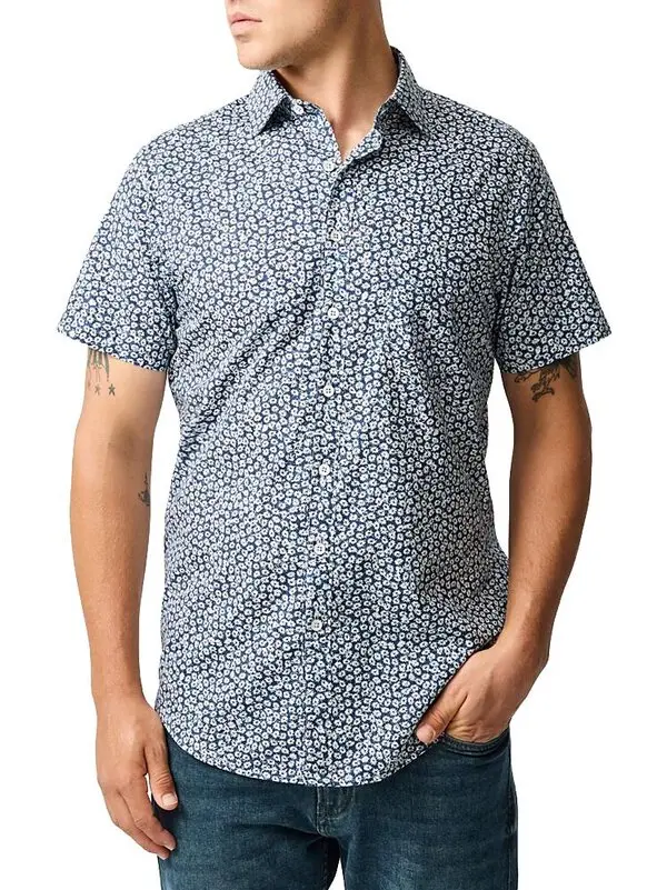 Rodd & Gunn Bentham Printed Short Sleeve Button Front Shirt - Cornflower