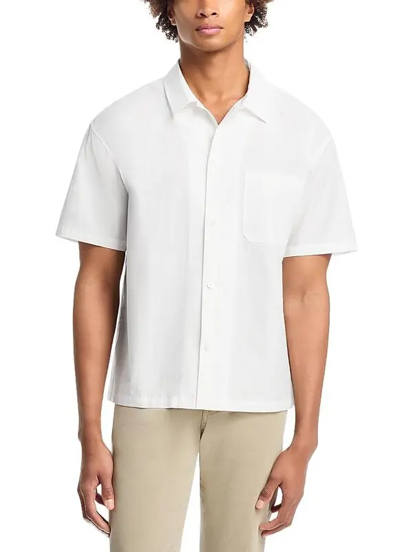 FRAME Short Sleeve Button Front Shirt - Natural