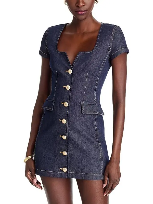 Generation Love Brunella Sheen Denim Mini Dress - Dark Denim Blue