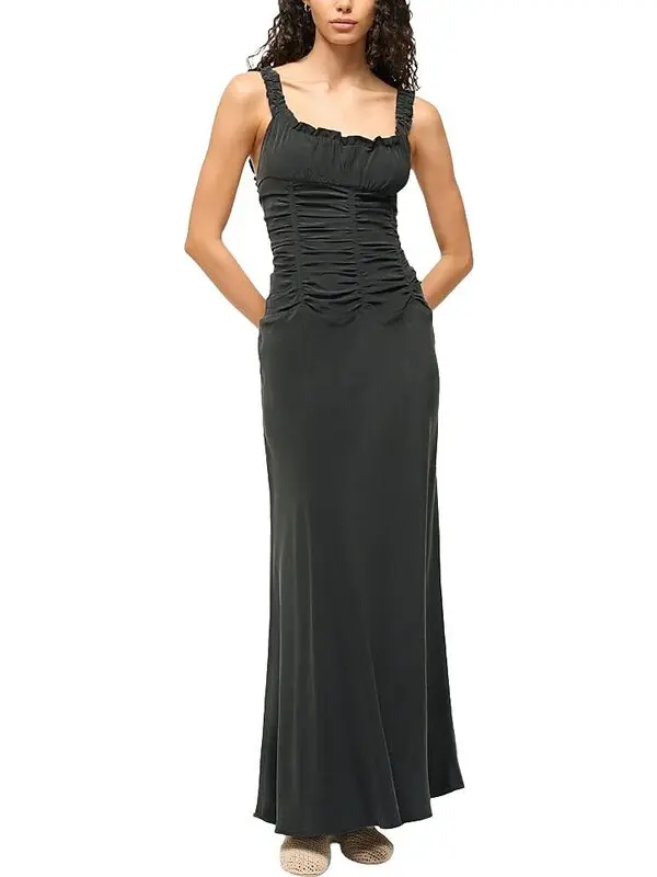 Staud Nic Silk Maxi Dress - Black