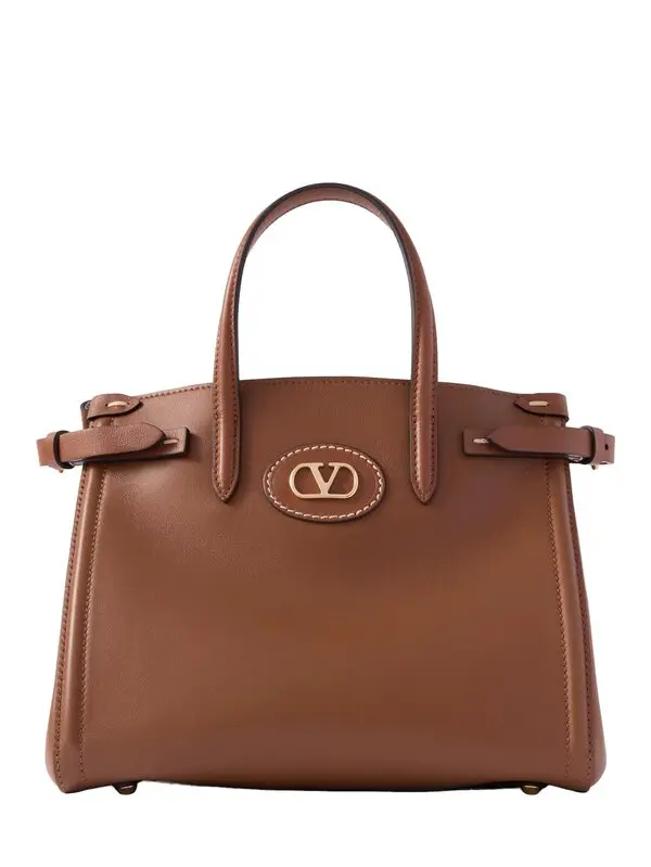 Valentino Garavani Antibes Small Leather Tote - Brown