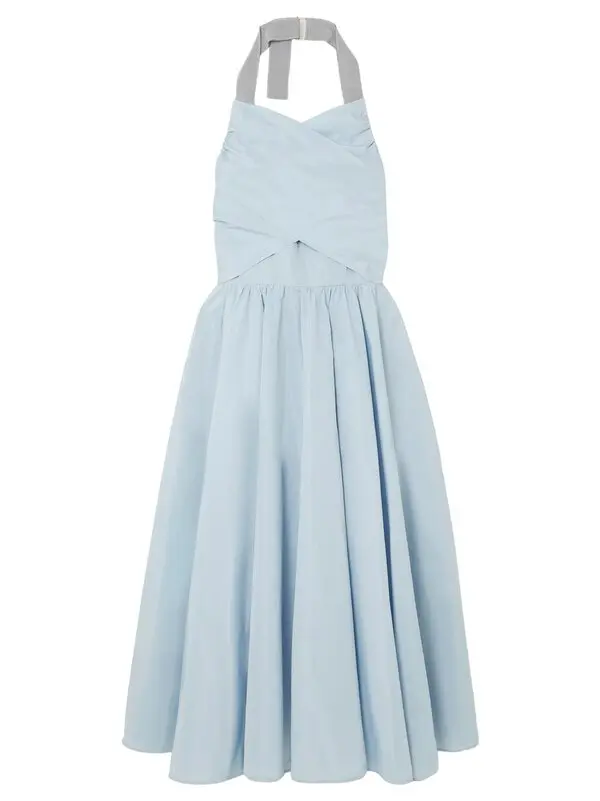 Patou Pleated Halterneck Midi Dress - Blue
