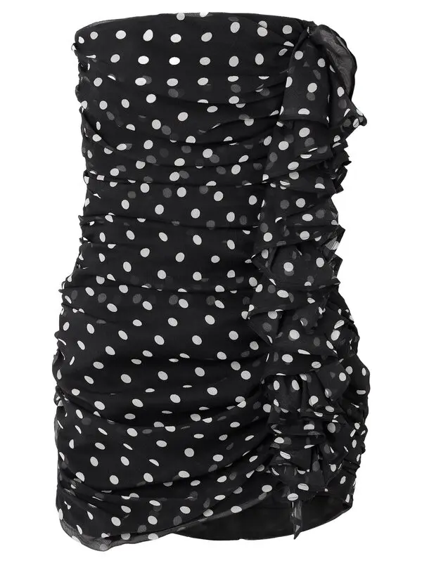 Nina Ricci Strapless Polka-dot Mini Dress - Black