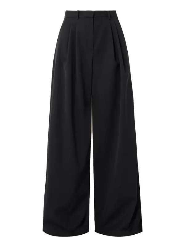 Magda Butrym Pleated Wool-twill Wide-leg Pants - Black