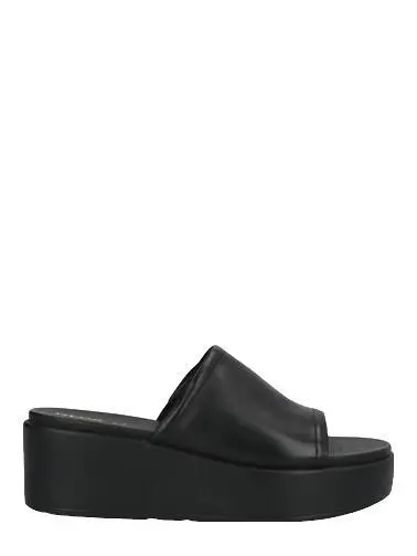 Geox Leather Slide Sandals - Black