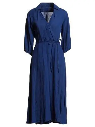 120% Lino Midi Wrap Dress - Blue