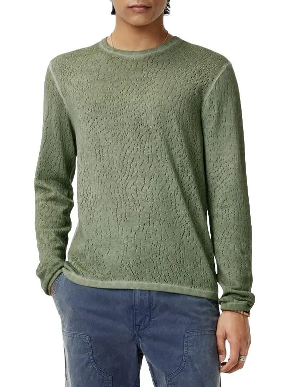 John Varvatos Camden Open Stitch Organic Cotton Sweater - Light Olive