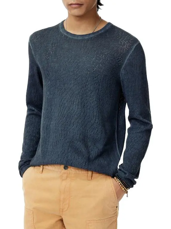 John Varvatos Camden Open Stitch Organic Cotton Sweater - Navy