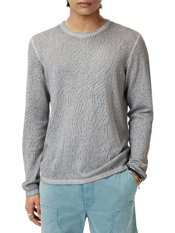John Varvatos Camden Open Stitch Organic Cotton Sweater - Smoked Pearl Grey