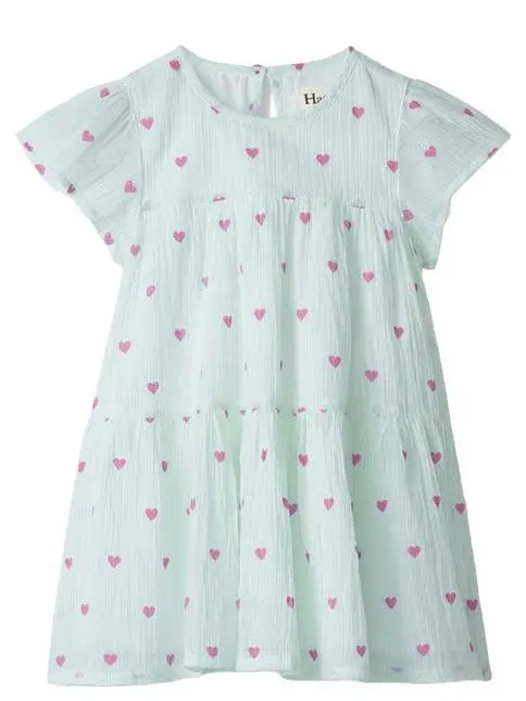 HATLEY Little Hearts Cotton Tiered Dress - Blue Light