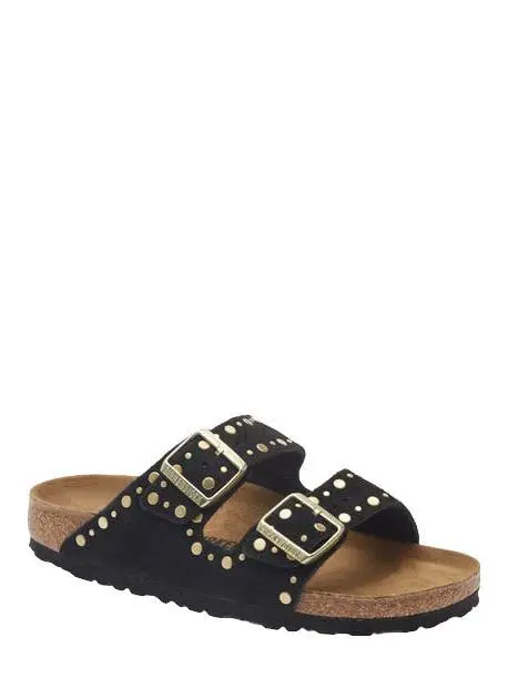 BIRKENSTOCK Arizona Studded Slide Sandal - Black Suede