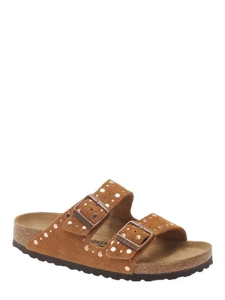 BIRKENSTOCK Arizona Studded Slide Sandal - Mink Suede