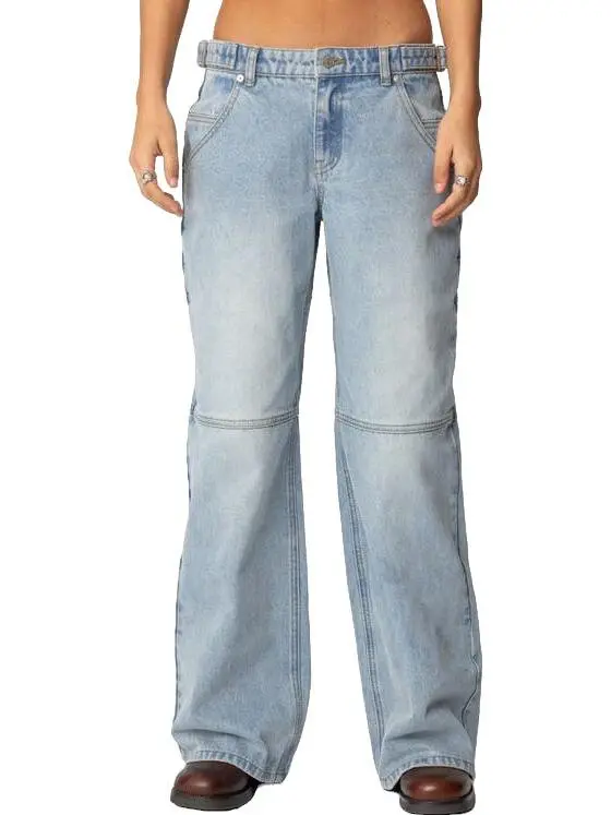 EDIKTED Shai Low Rise Carpenter Jeans - Light-blue