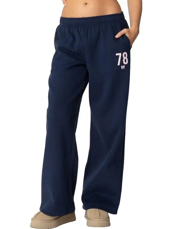 EDIKTED 78 Bow Sweatpants - Navy