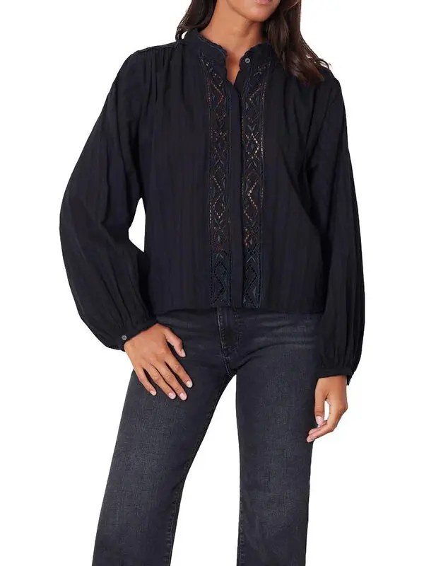 PANEROS CLOTHING Georgia Embroidered Shirt - Black