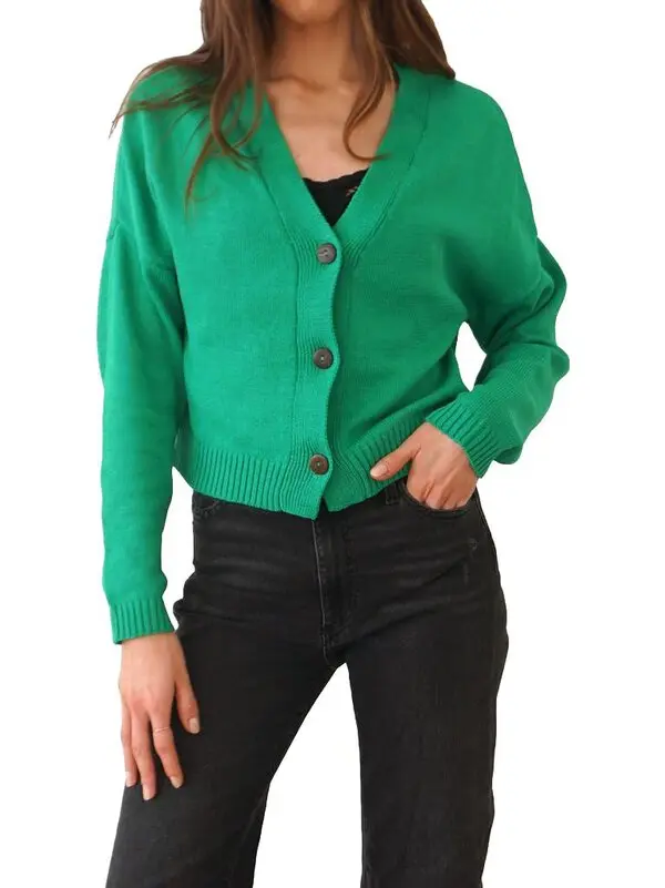 PANEROS CLOTHING Diana Cropped Cardigan - Emerald Green