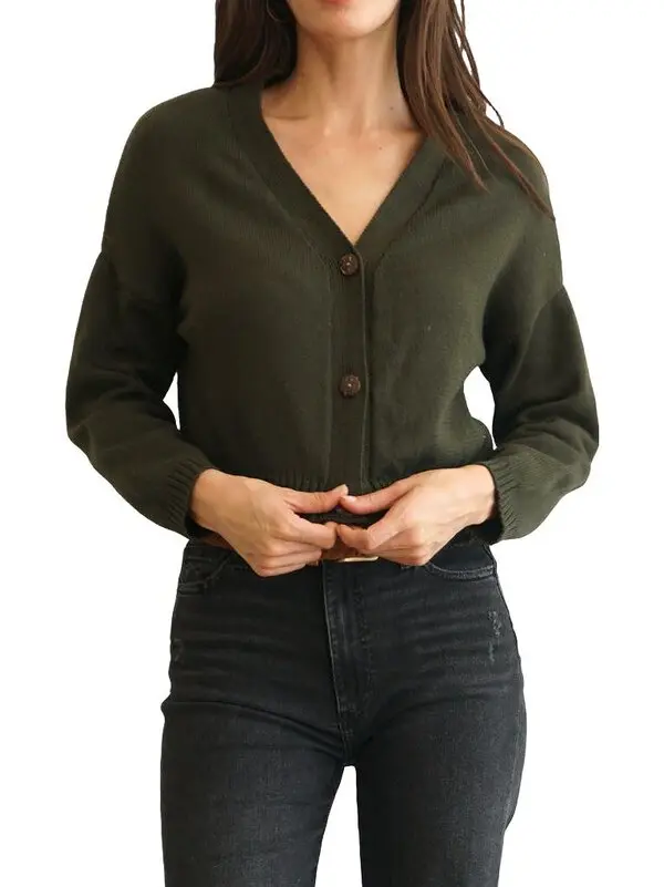 PANEROS CLOTHING Diana Cropped Cardigan - Forest Green