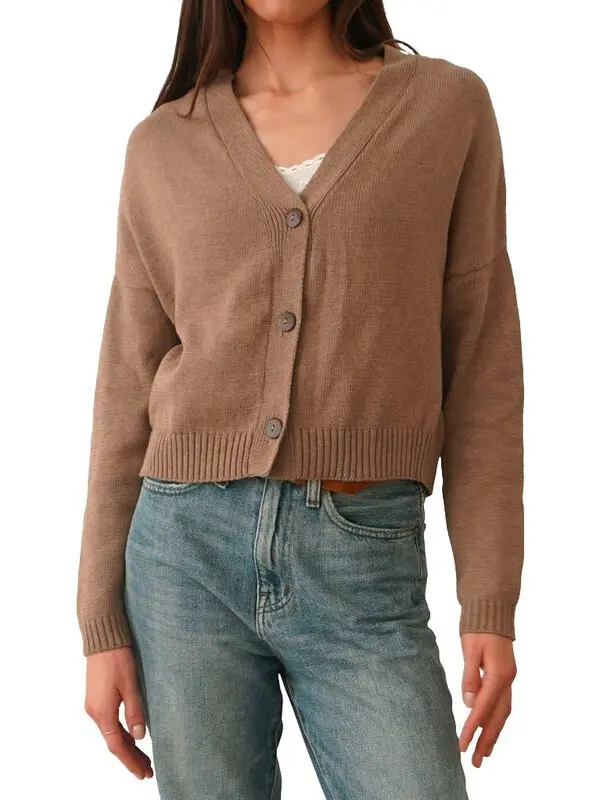 PANEROS CLOTHING Diana Cropped Cardigan - Mocha