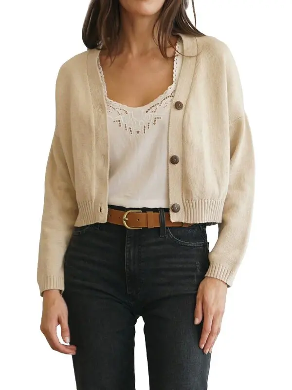 PANEROS CLOTHING Diana Cropped Cardigan - Sand
