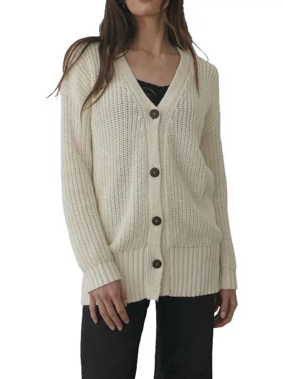 PANEROS CLOTHING Emily Long Cotton Cardigan - Oat Milk