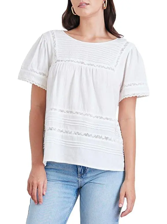 PANEROS CLOTHING Dawn Lace Inset Top - Off White
