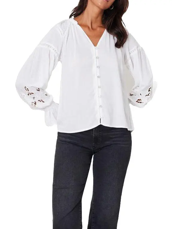 PANEROS CLOTHING Stevie Embroidered Blouse - Off White