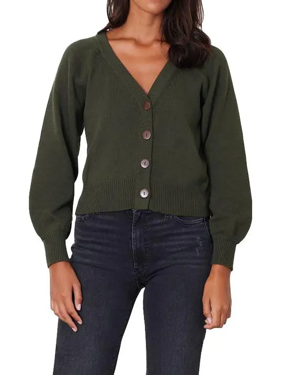 PANEROS CLOTHING Cropped Cotton Cardigan - Forest Green