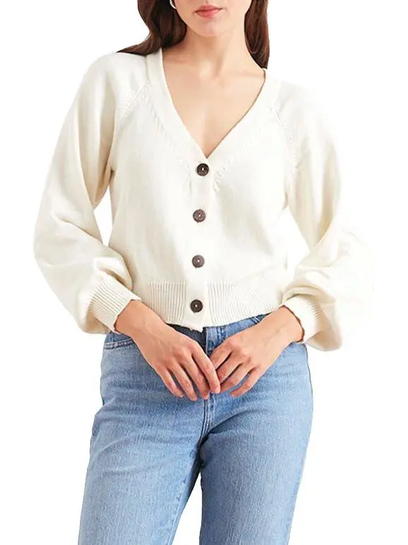 PANEROS CLOTHING Cropped Cotton Cardigan - Oat Milk