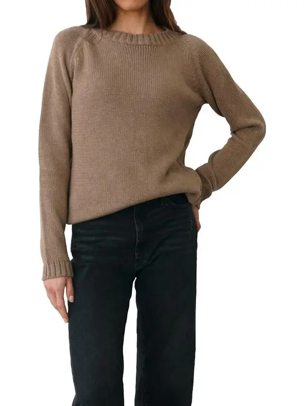 PANEROS CLOTHING Sloane Cotton Crewneck Sweater - Mocha