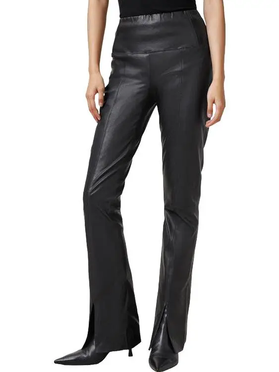ALLSAINTS Cora Slit Flare Leather Pants - Black