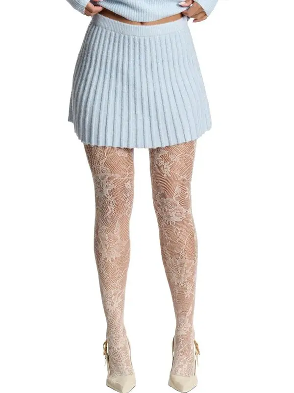 Naked Wardrobe Rib Sweater Flared Miniskirt - Chambray