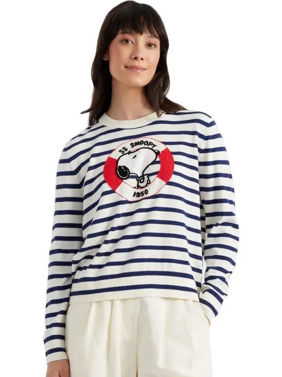 Chinti & Parker Snoopy Nautical Breton Sweater - Cream/admiral Blue