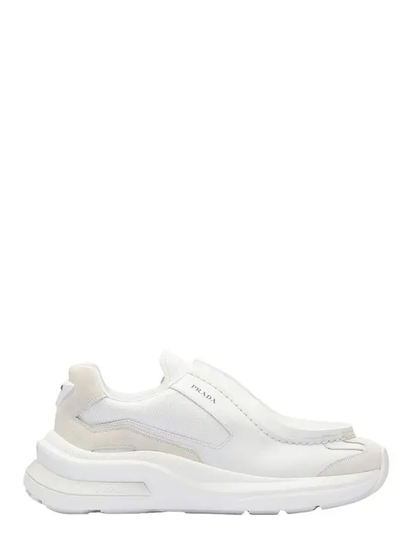 Prada Systeme Brushed Leather Sneaker - White