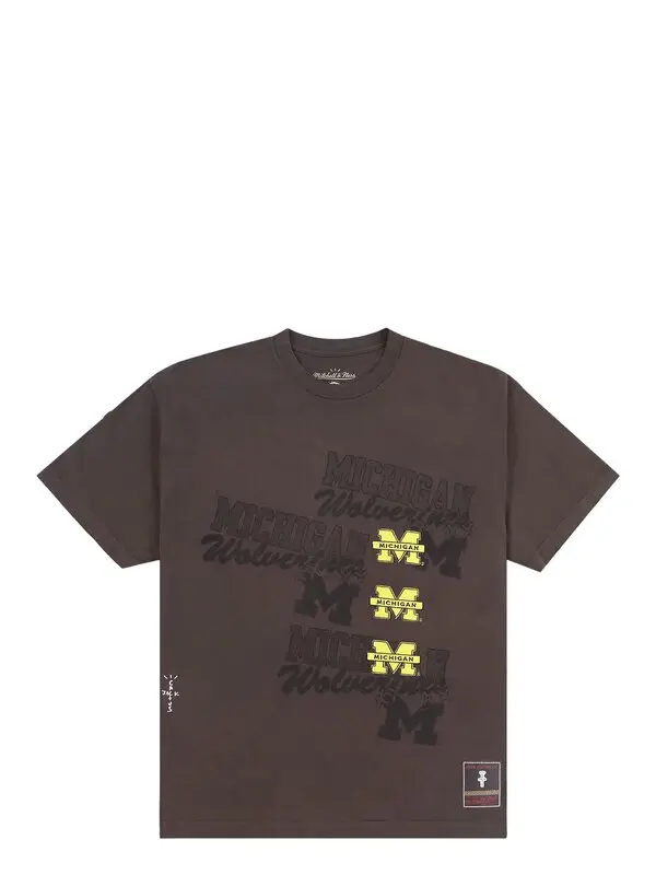 CACTUS JACK BY TRAVIS SCOTT X Mitchell & Ness University Of Michigan Seal Tee - Brown