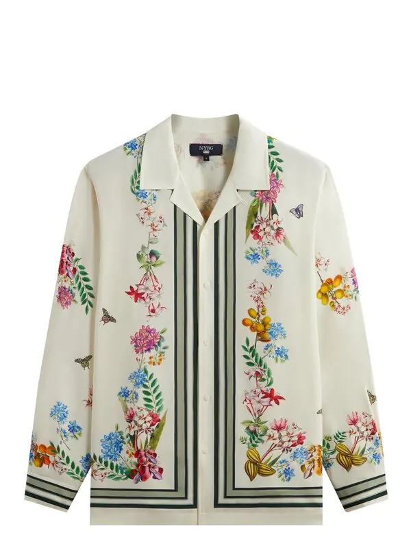 Kith X New York Botanical Garden Floral Border Long Sleeve Thompson Shirt 'white - Cream