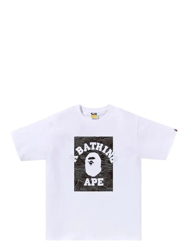 A BATHING APE Layered Line Camo On College Tee /black - White
