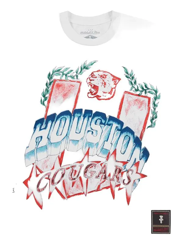 CACTUS JACK BY TRAVIS SCOTT X Mitchell & Ness University Of Houston Handdrawn Tee - White