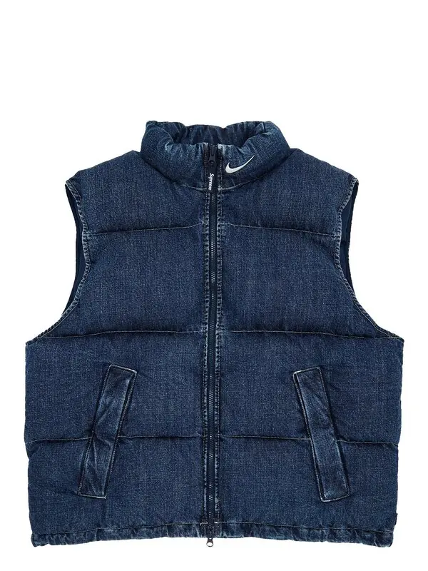 Supreme X Nike Denim Puffer Vest - Blue