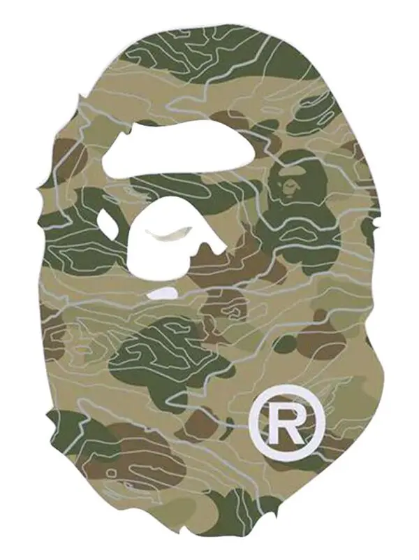 A BATHING APE Layered Line Camo Big Ape Head Tee - White
