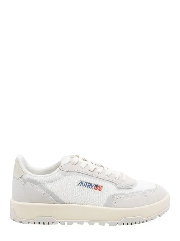 AUTRY Wildpace Low Leather And Mesh Sneakers With Contrast Logo - White