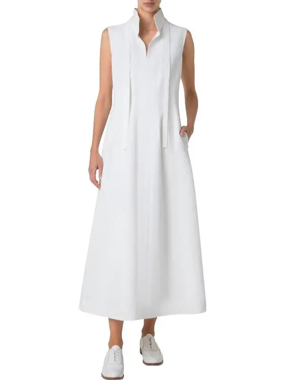 Akris Tie Neck Sleeveless Maxi Dress - Pure White