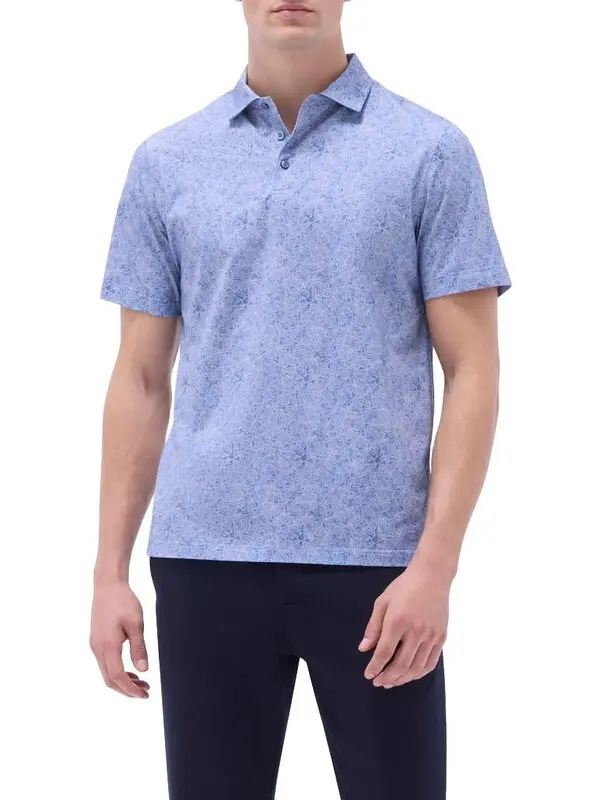 Bugatchi Victor Ooohcotton® Leaf Print Polo - Cobalt