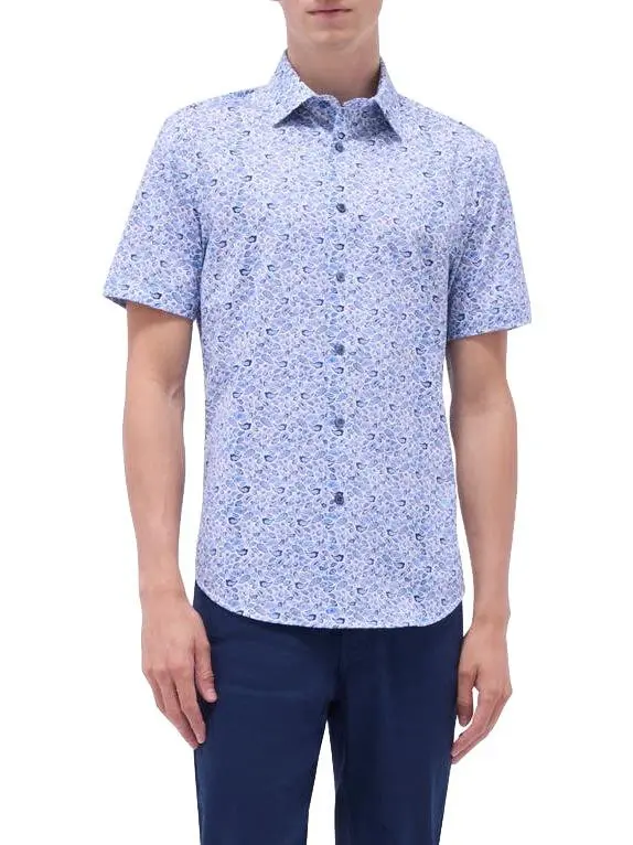 Bugatchi Miles Ooohcotton® Short Sleeve Button-up Shirt - Classic Blue