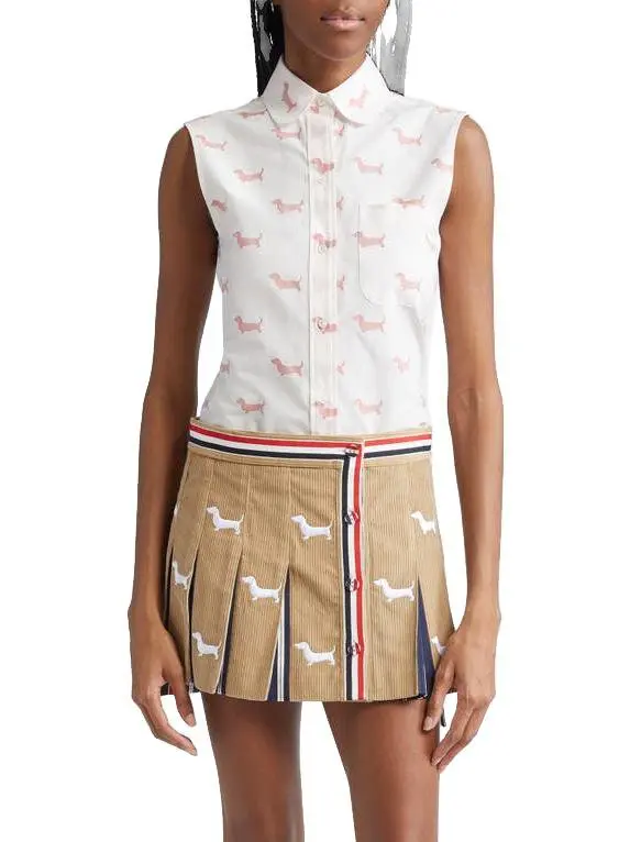 Thom Browne Hector Jacquard Sleeveless Shirt - Red