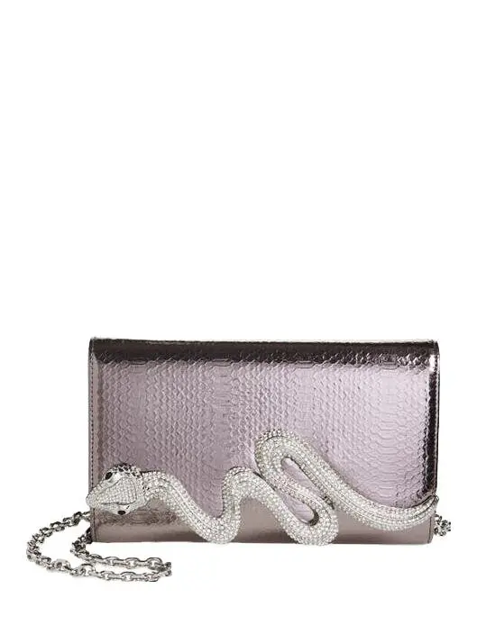 Judith Leiber Serpent Fizzoni Clutch - Silver Gunmetal