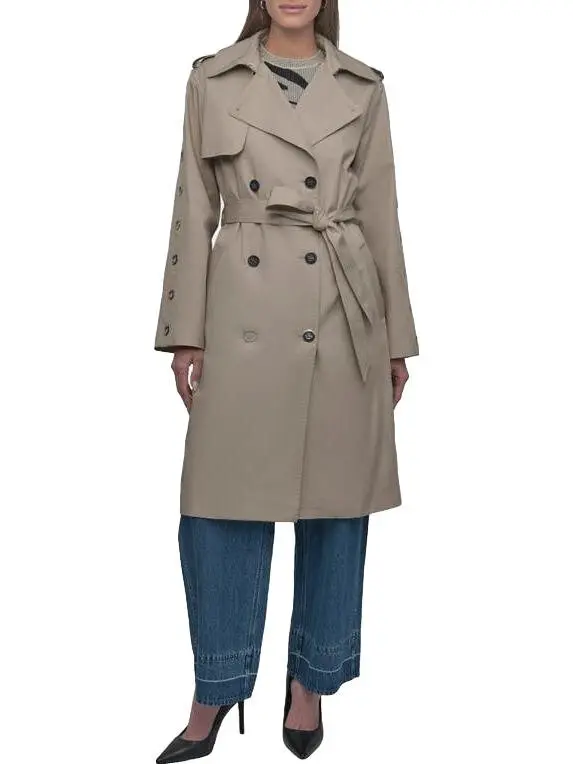 Dkny Grommet Sleeve Trench Coat - Pebble